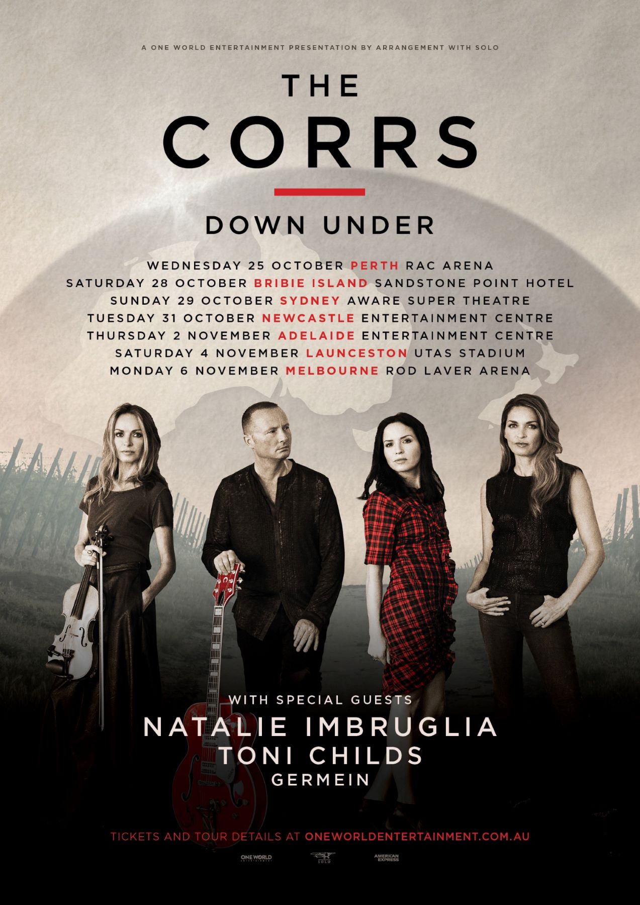 One World Entertainment presents THE CORRS DOWN UNDER Australian Tour ...